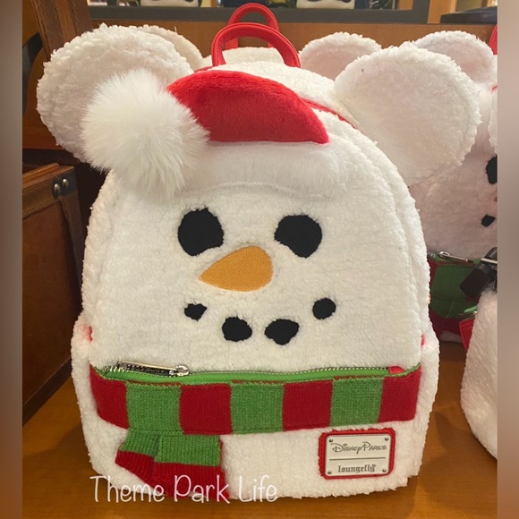 Loungefly | Bags | Disney Parks 224 Christmas Snowman Scarf Santa Hat Loungefly Mini Backpack ...